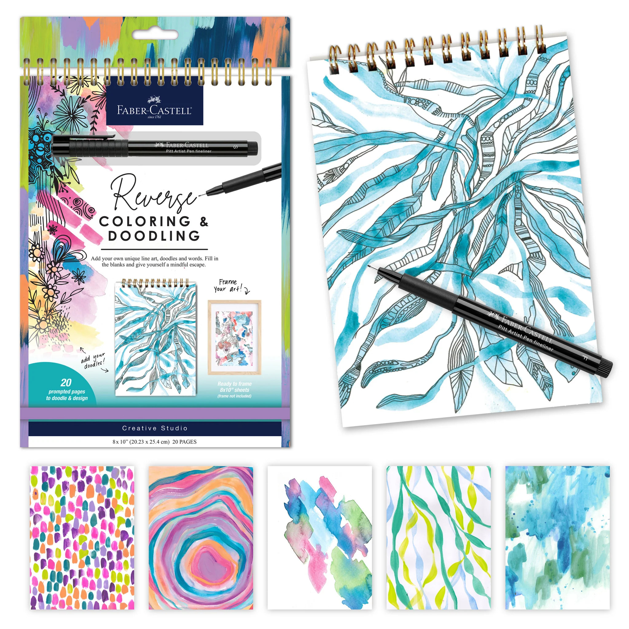 FABER CASTELL - REVERSE COLORING AND DOODLING BOOK - BRIGHTS EDITION ...
