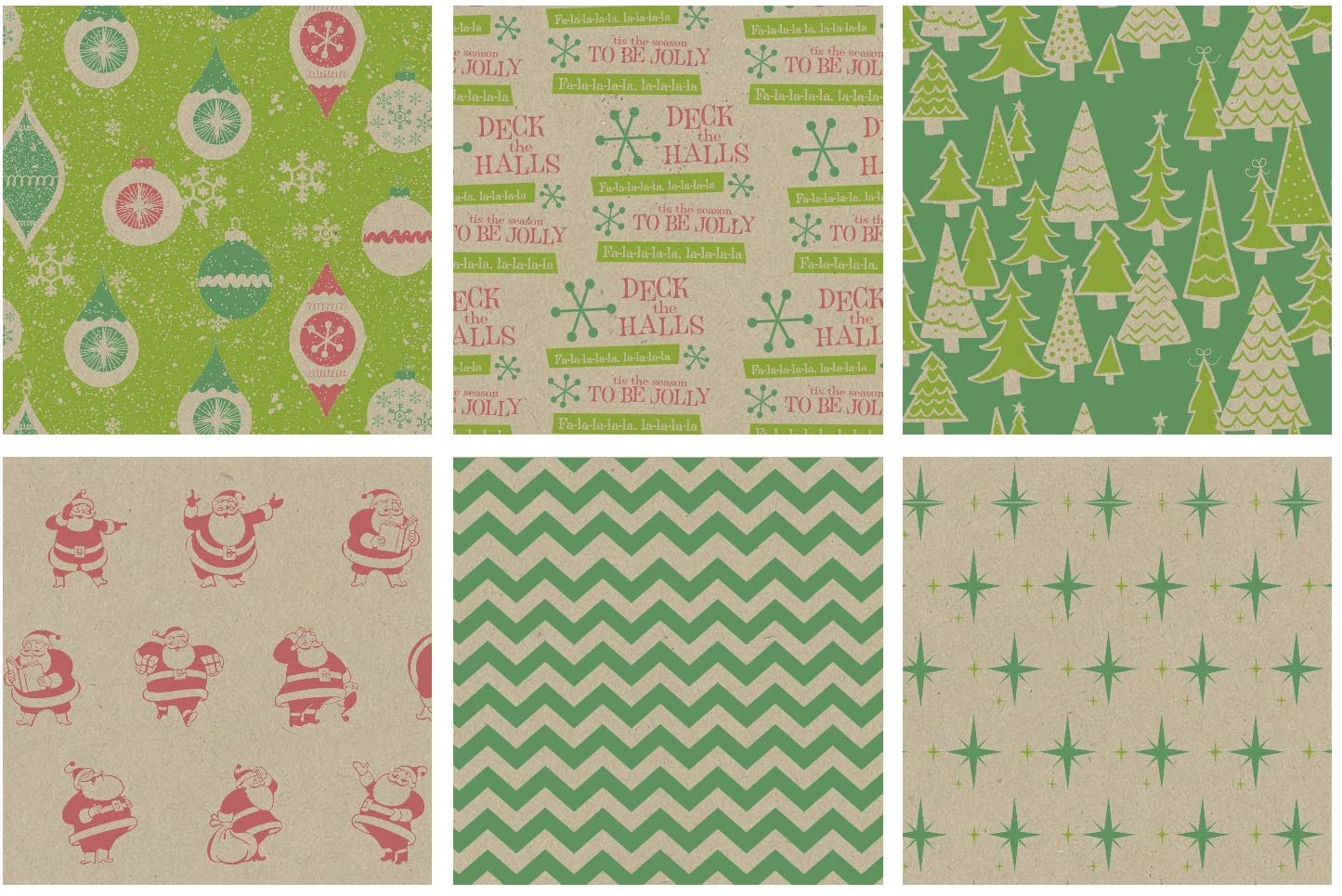KRAFT RETRO HOLIDAY WRAPPING PAPER SET - The Stationery Store ...