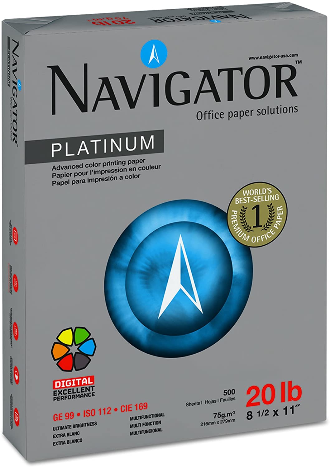 NAVIGATOR - NPL1120 PLATINUM PAPER, 20LB, 99 BRIGHT, LETTER (Reams ...