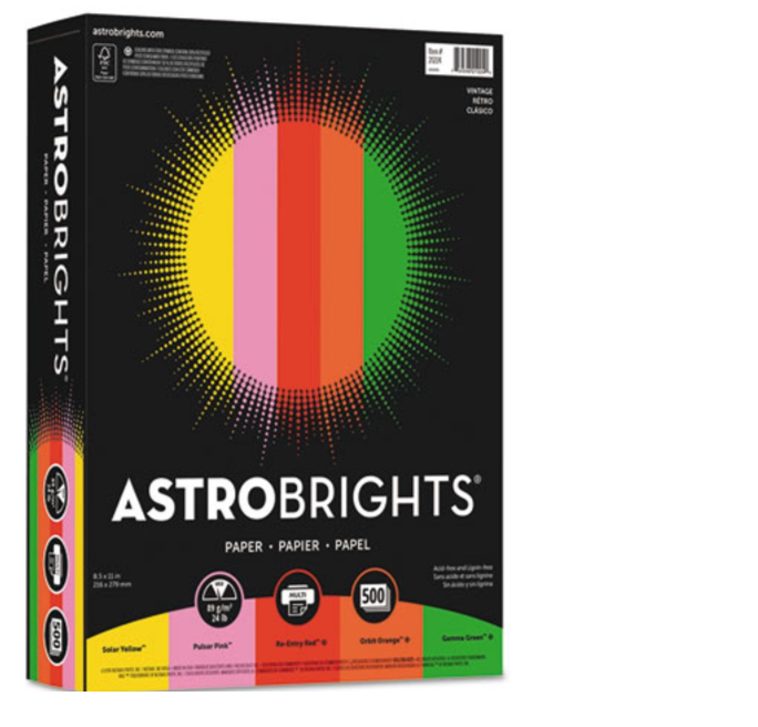 Astrobrights - Color Paper -"vintage" Assortment, 24lb, 8.5 X 11 ...