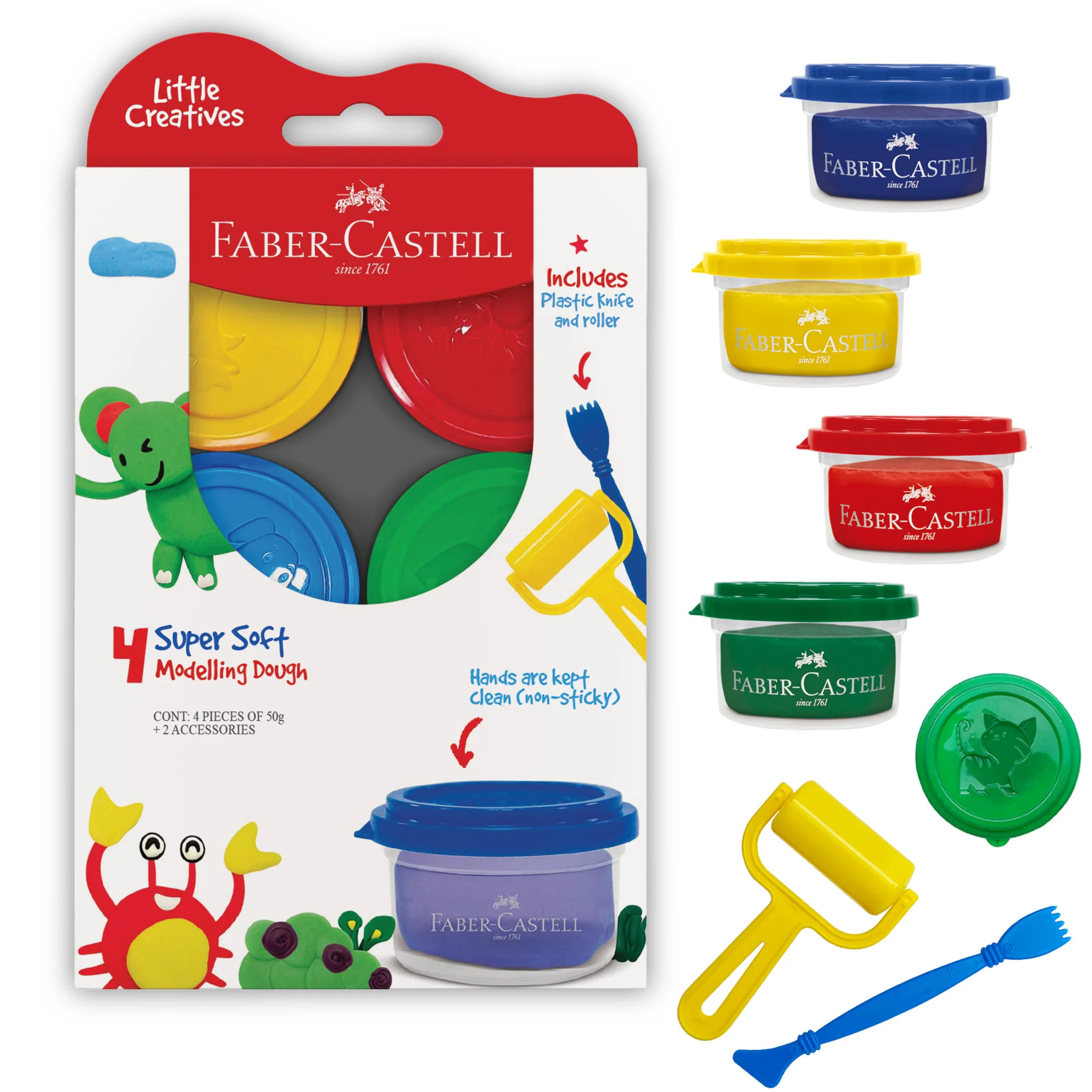 FABER CASTELL - LITTLE CREATIVES 4 SUPER SOFT MODELING DOUGH - The ...